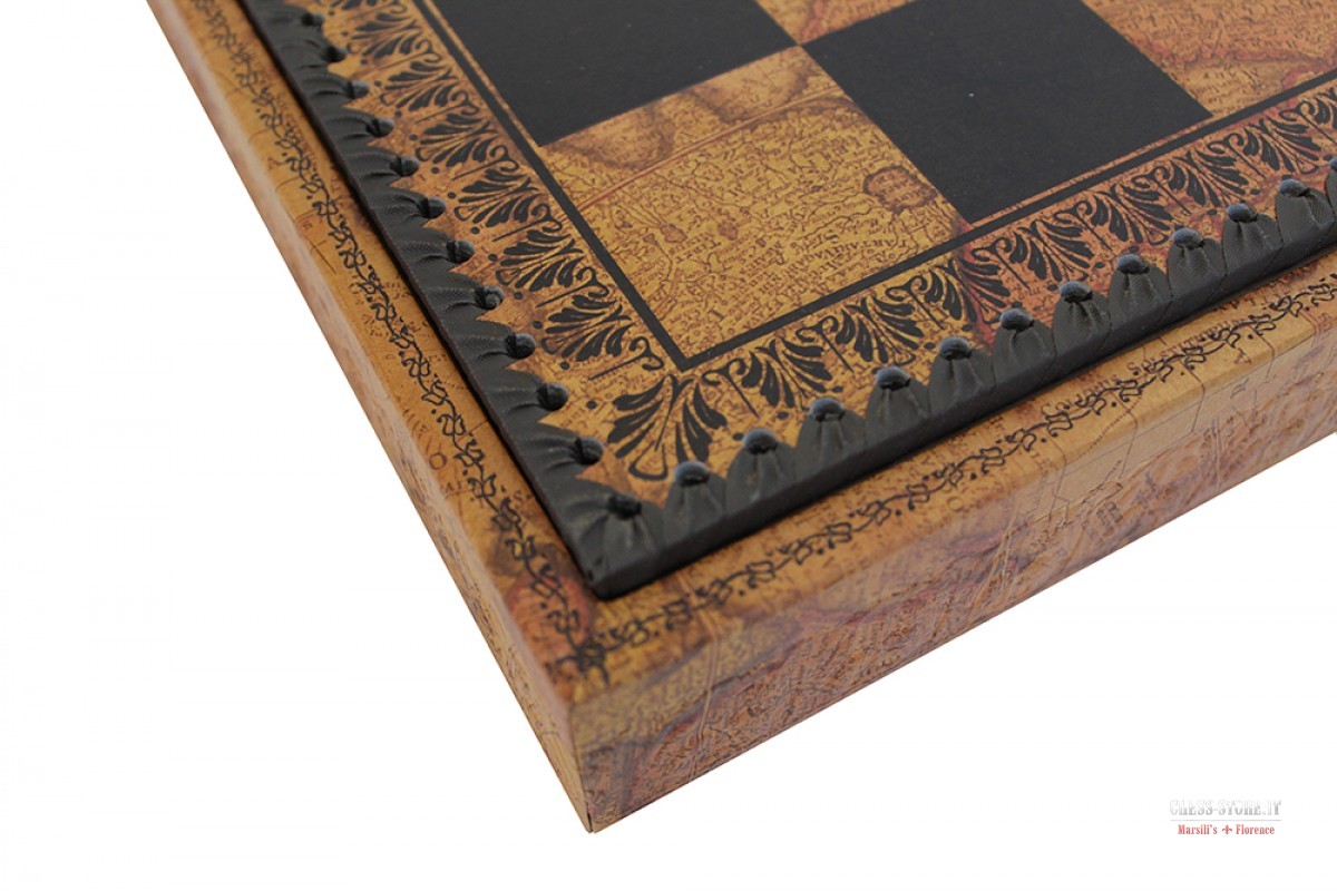 SCACCHIERA IN SIMILPELLE MAPPA ANTICA CON CONTENITORE PER SCACCHI ...