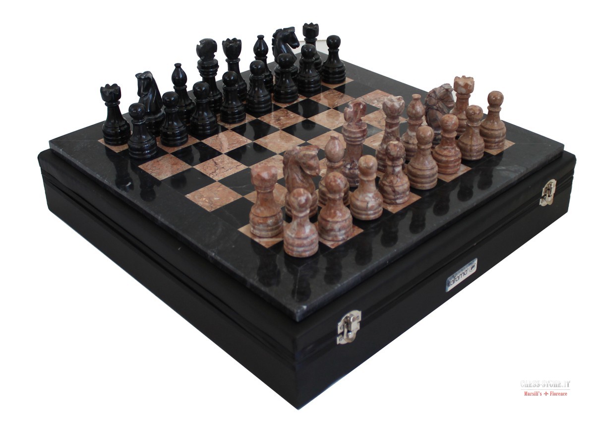 Chess BLACK AND ANCIENT PINK MARBLE CHESS SET online sale Italian BLACK ...