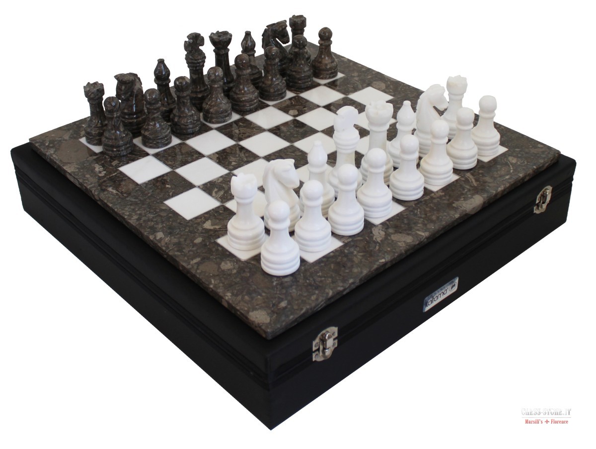 Chess GREY AND WHITE MARBLE CHESS SET online sale Italian GREY AND ...